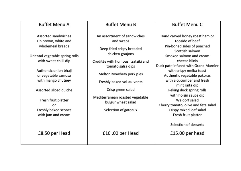 Buffet Menus - Heaton Moor Golf Club